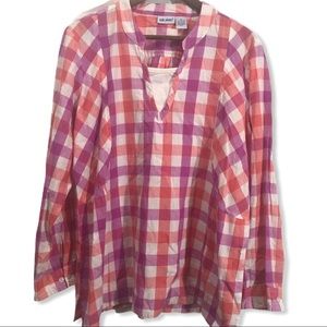 Vicki Wayne | Tops | 0 Cotton Pop Over Plaid Long Sleeve Top Sz 18 ...